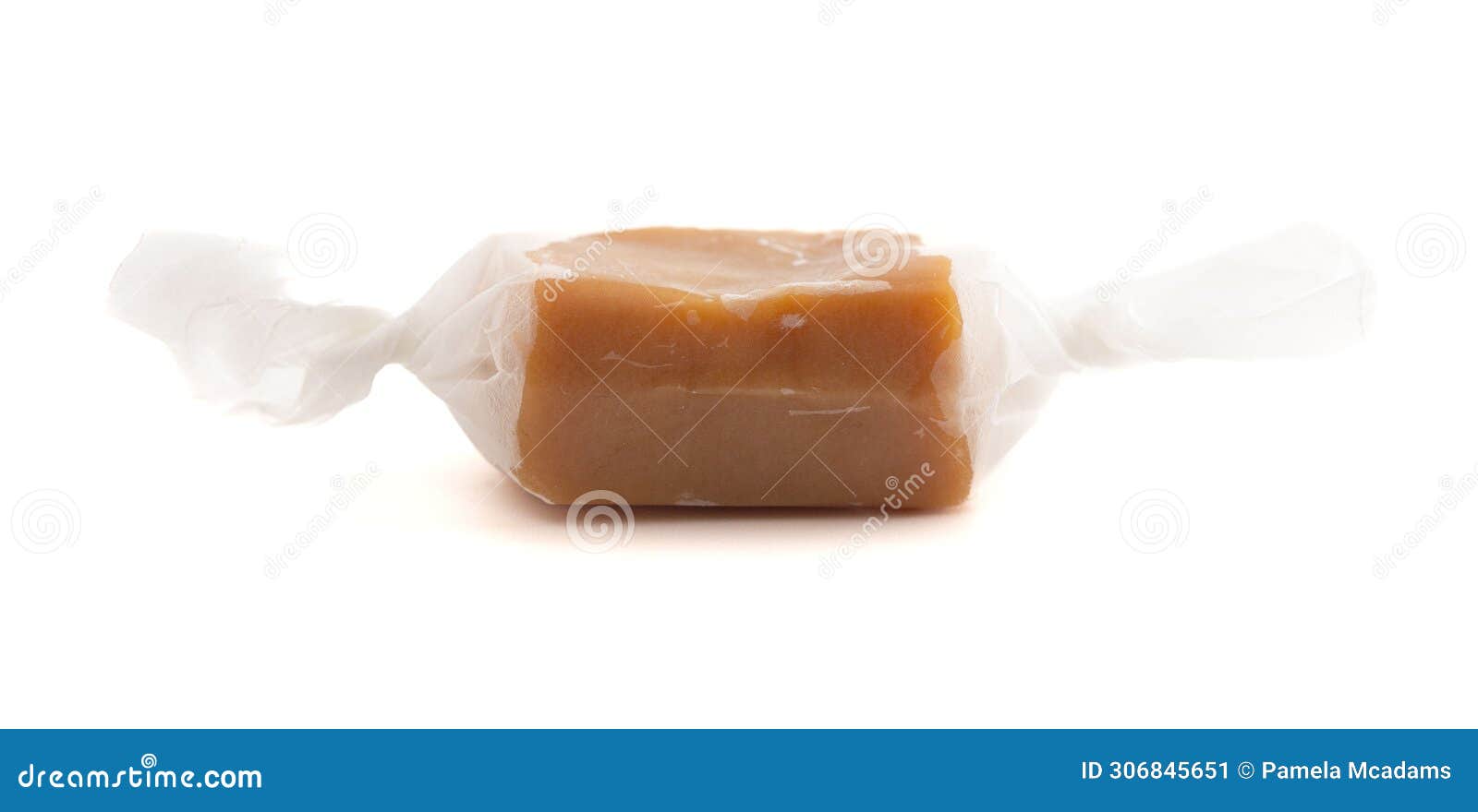 Single Hand Wrapped Soft Caramel Candies Isolated on a White Background ...