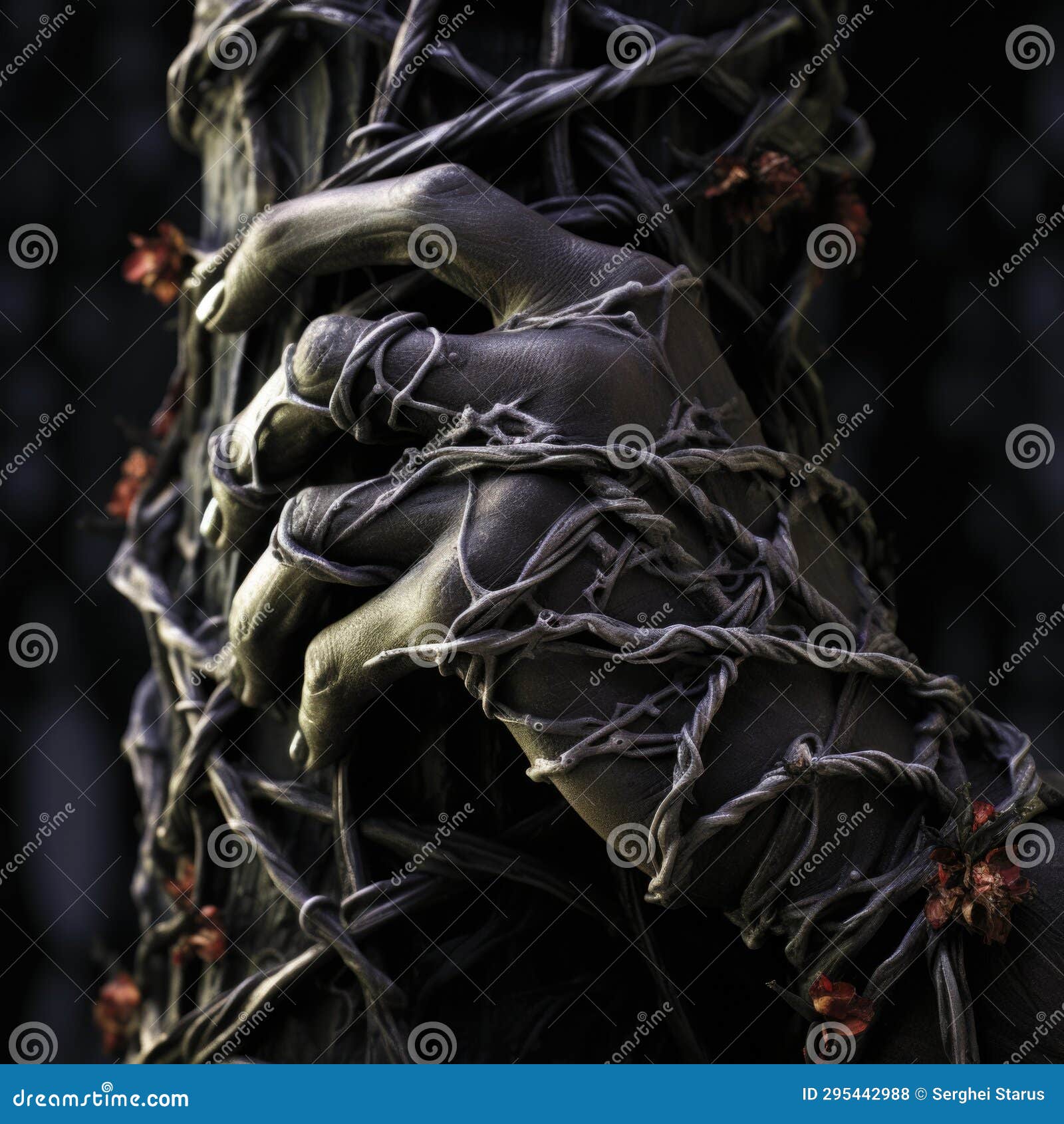 A Hand Wrapped in Vines and Branches, AI Stock Illustration ...