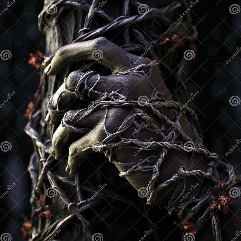 A Hand Wrapped in Vines and Branches, AI Stock Illustration ...