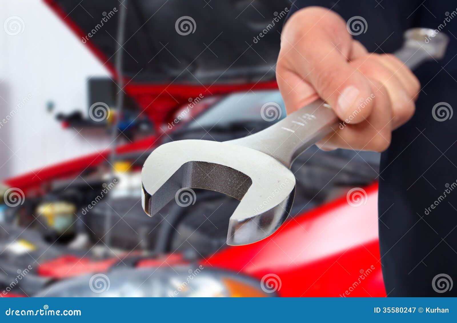 Hand with Wrench. Auto Mechanic. Stock Image - Image of shop ...