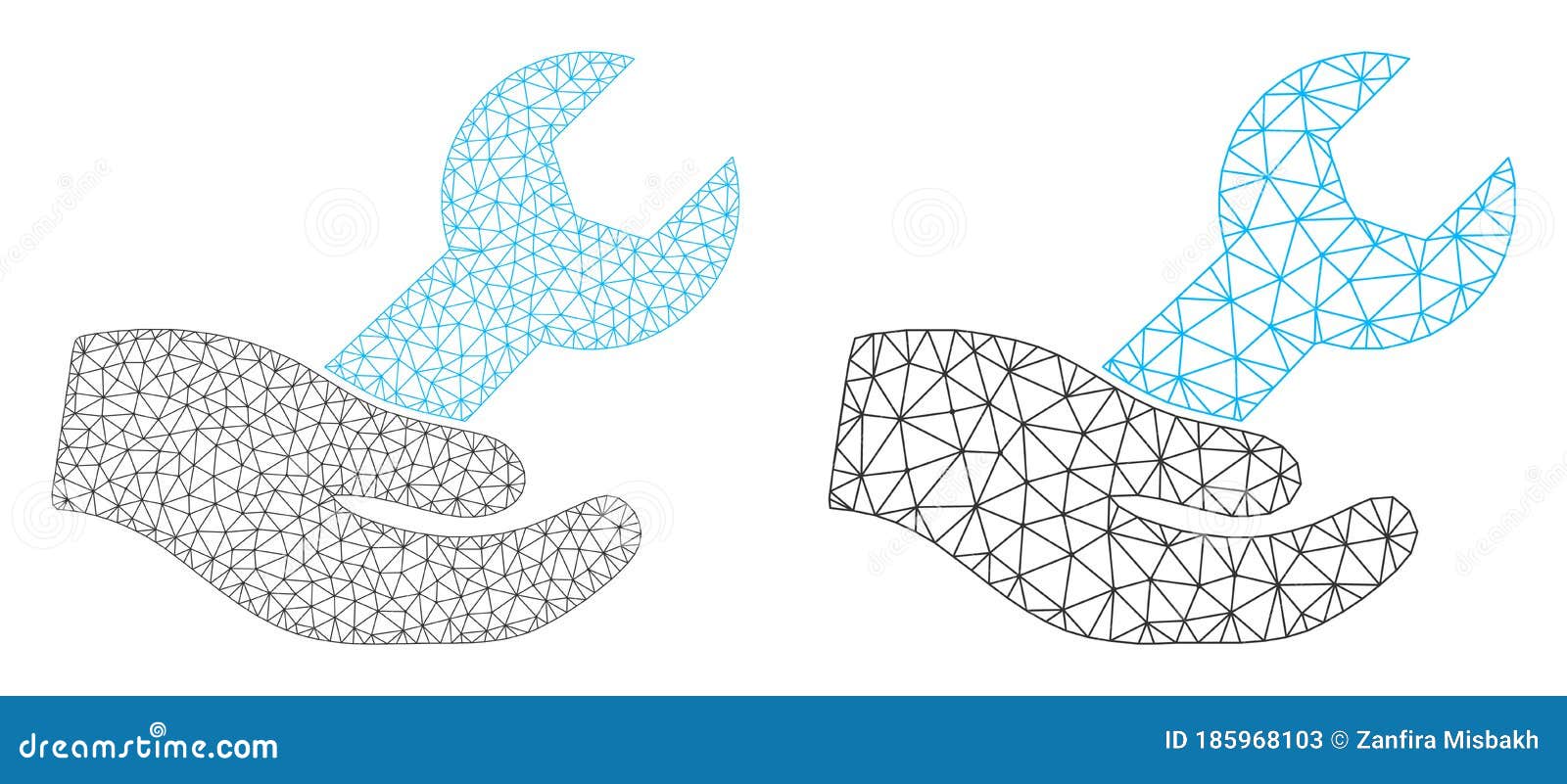 Hand and Wrench Icon - Vector Triangular Mesh Stock Vector ...