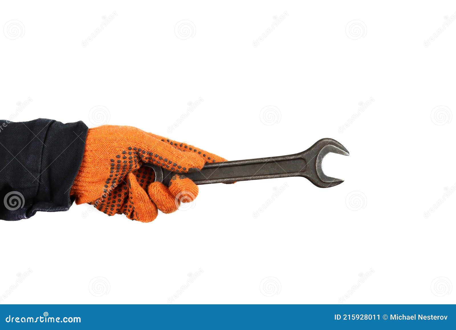 Hand with Wrench Isolated on White Stock Image - Image of effort, hand ...