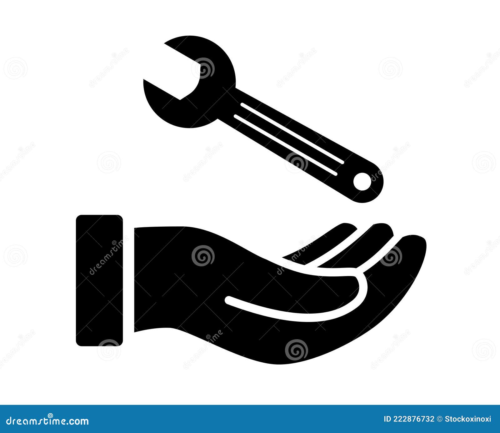 Hand with Wrench Tool Symbol Wector Icon Stock Vector - Illustration of ...