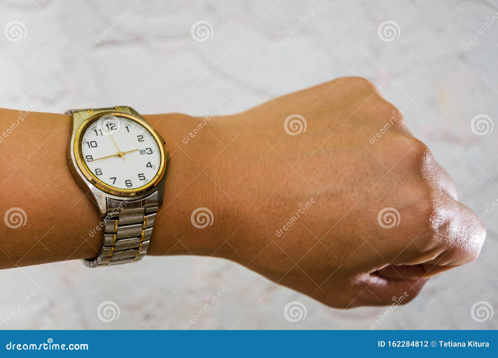 Hand with a Wrist Watch, Close-up. Stock Photo - Image of minute ...