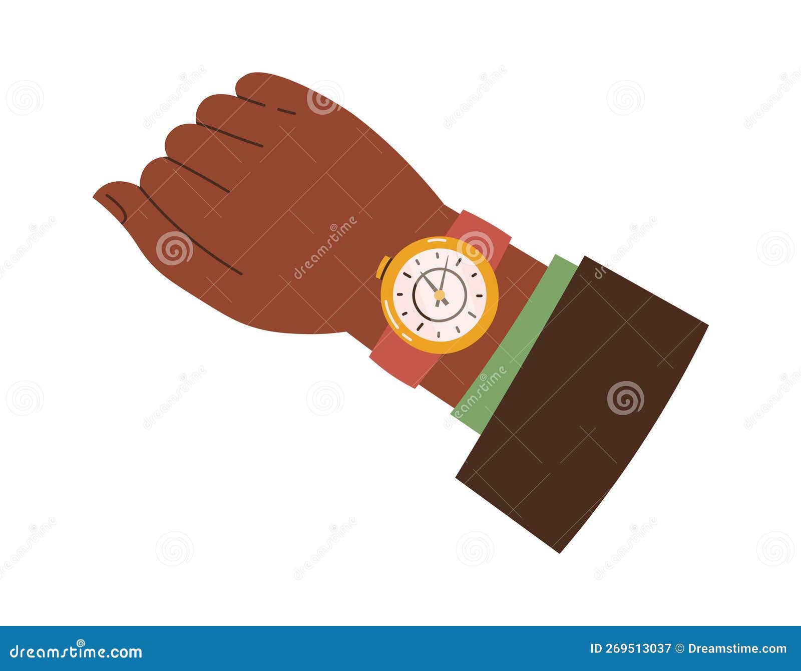Hand with Wrist Watch Flat Icon Stock Vector - Illustration of clock ...