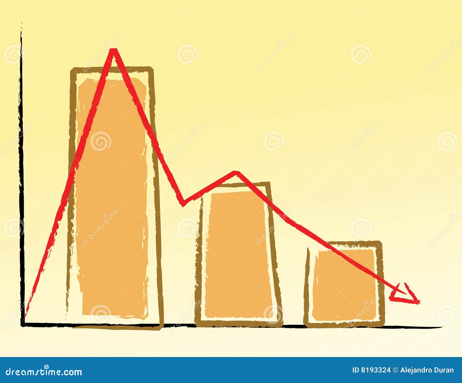 Graph Down Icon. Chart Below And Loss, Reduction Symbol. Flat Vector ...