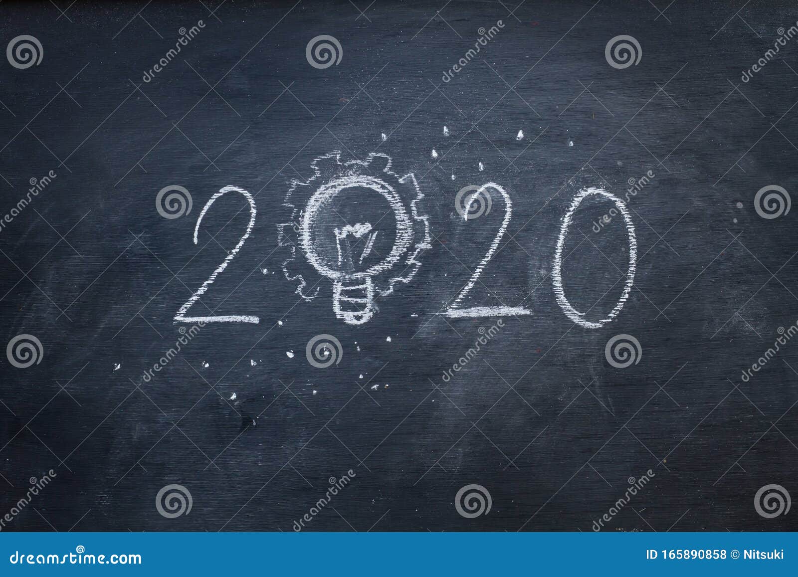 Hand Write 2020 with Light Idea on Blackboard Stock Photo - Image of ...