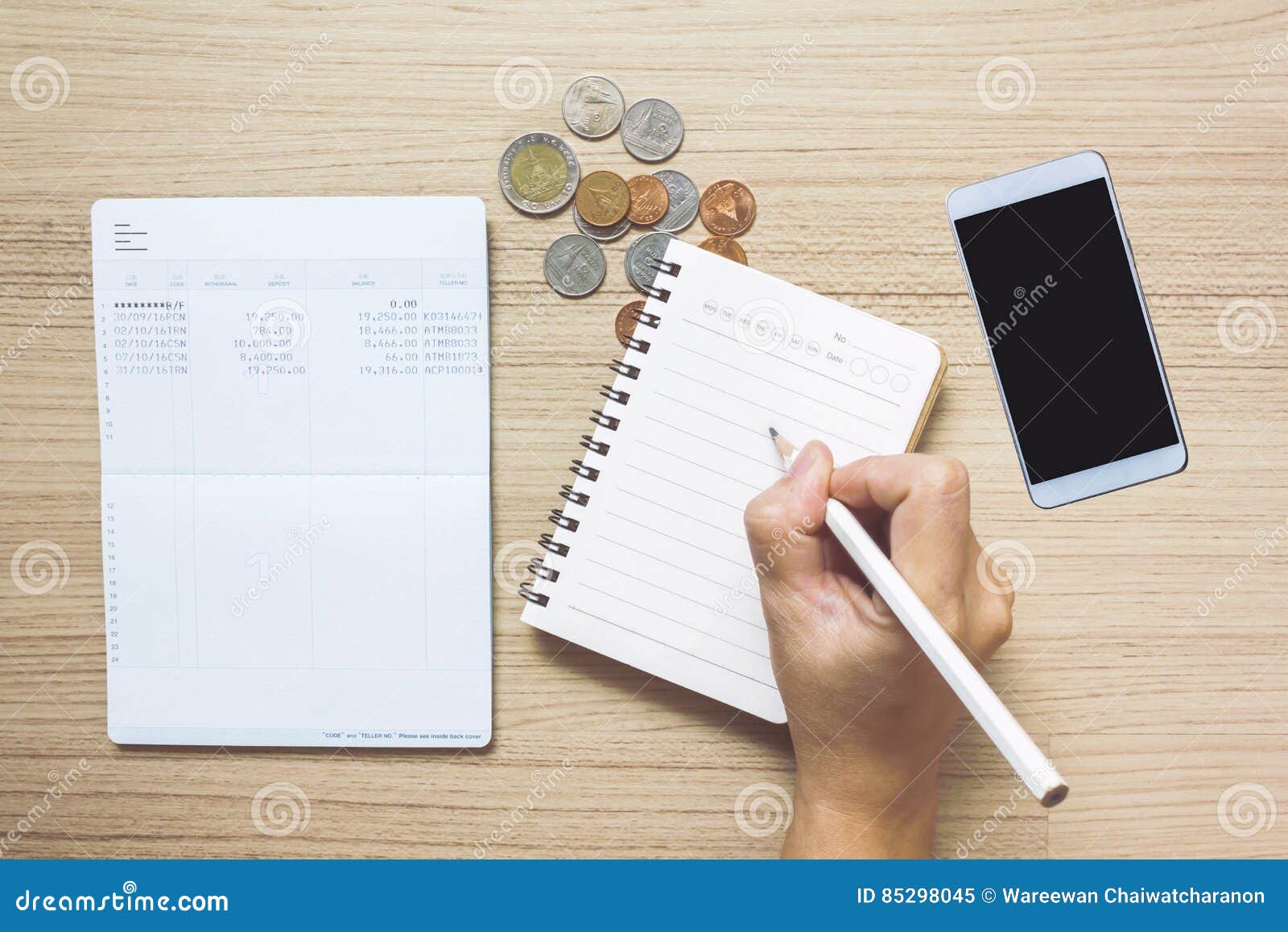 Hand Write on Note Book with Text Interest with Account Bank Boo Stock ...