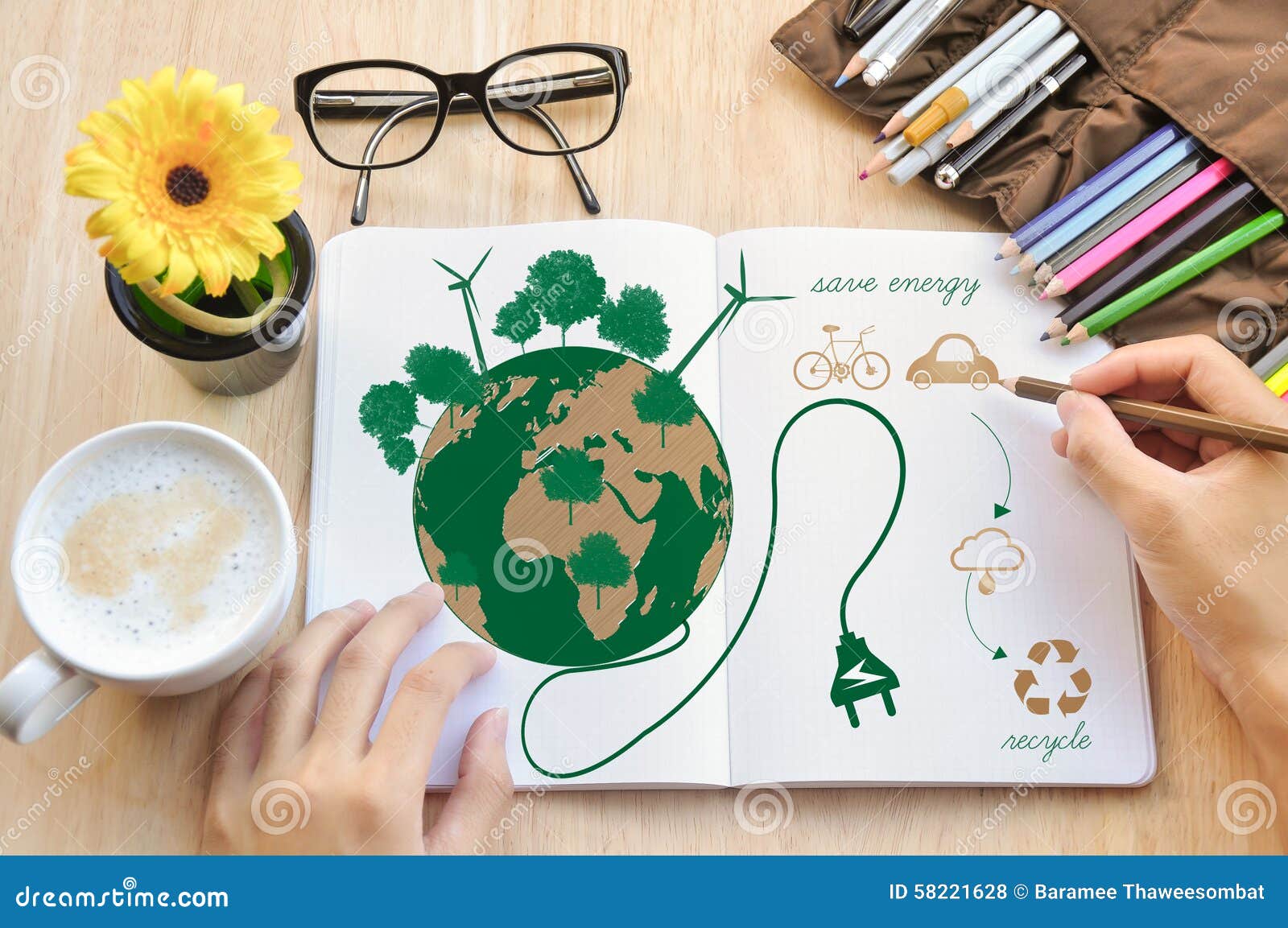 Hand Write Notebook Love Earth Concept. Stock Photo - Image of ...