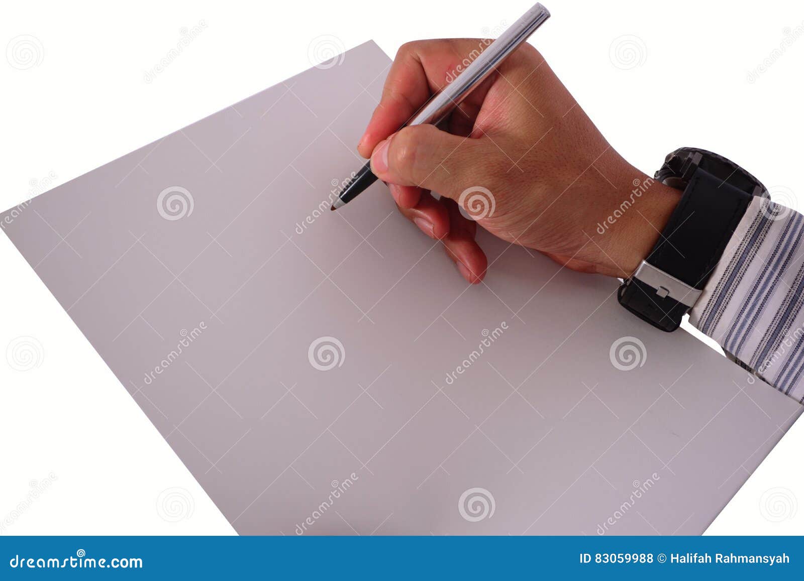 Hand Write on the White Paper, Isolated on White Stock Photo - Image of ...