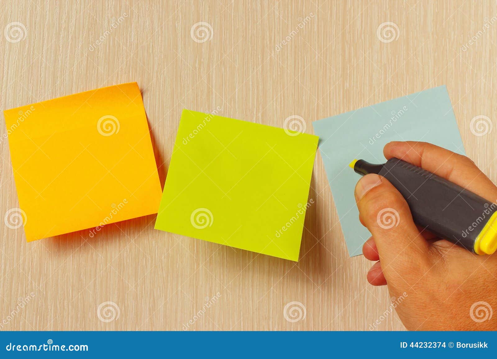 Hand Writes a Marker on the Sticker on Wooden Message Board Stock Photo ...