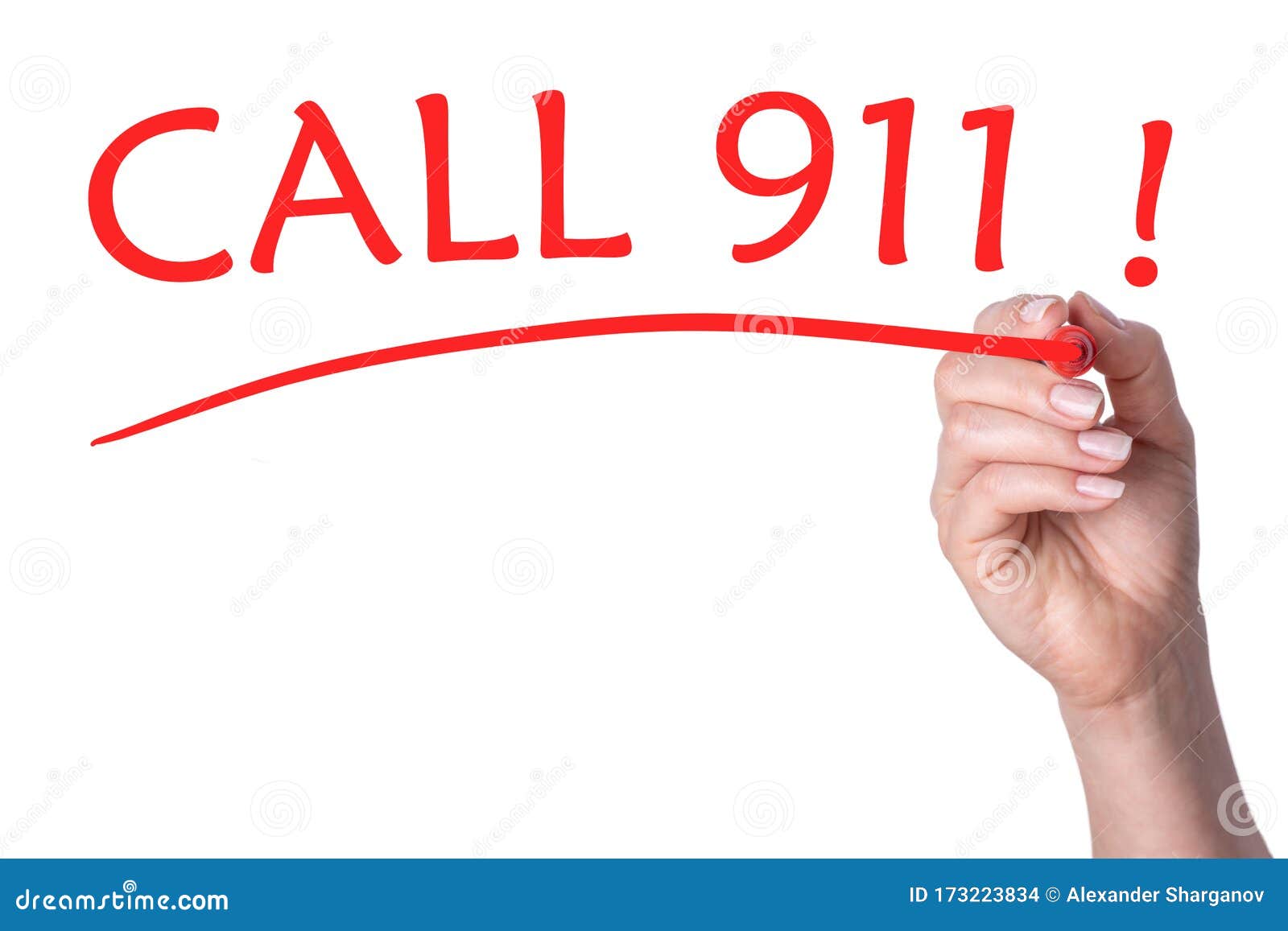 Hand Writes Word Call 911 with Red Marker Stock Photo - Image of agenda ...