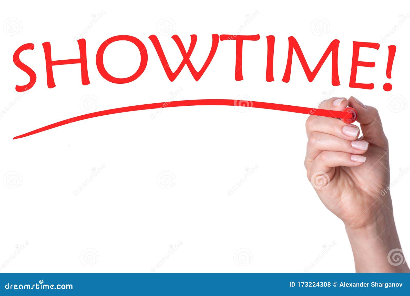 Hand Writes Word Showtime with Red Marker Stock Photo - Image of marker ...