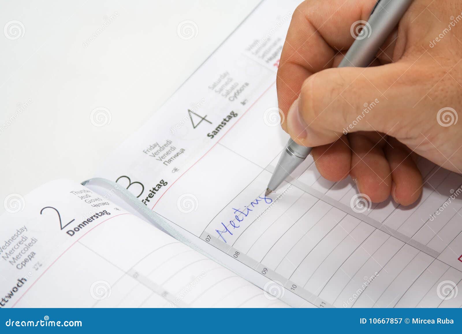 Hand writing in agenda stock image. Image of paperwork - 10667857