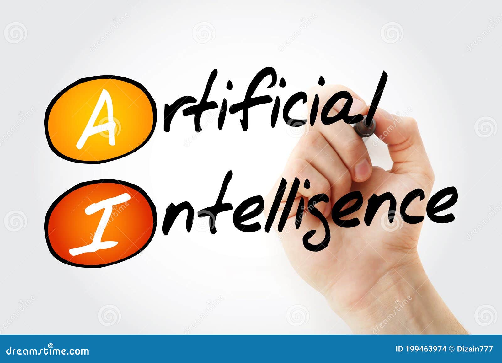 Hand Writing AI - Artificial Intelligence Stock Photo - Image of cyber ...