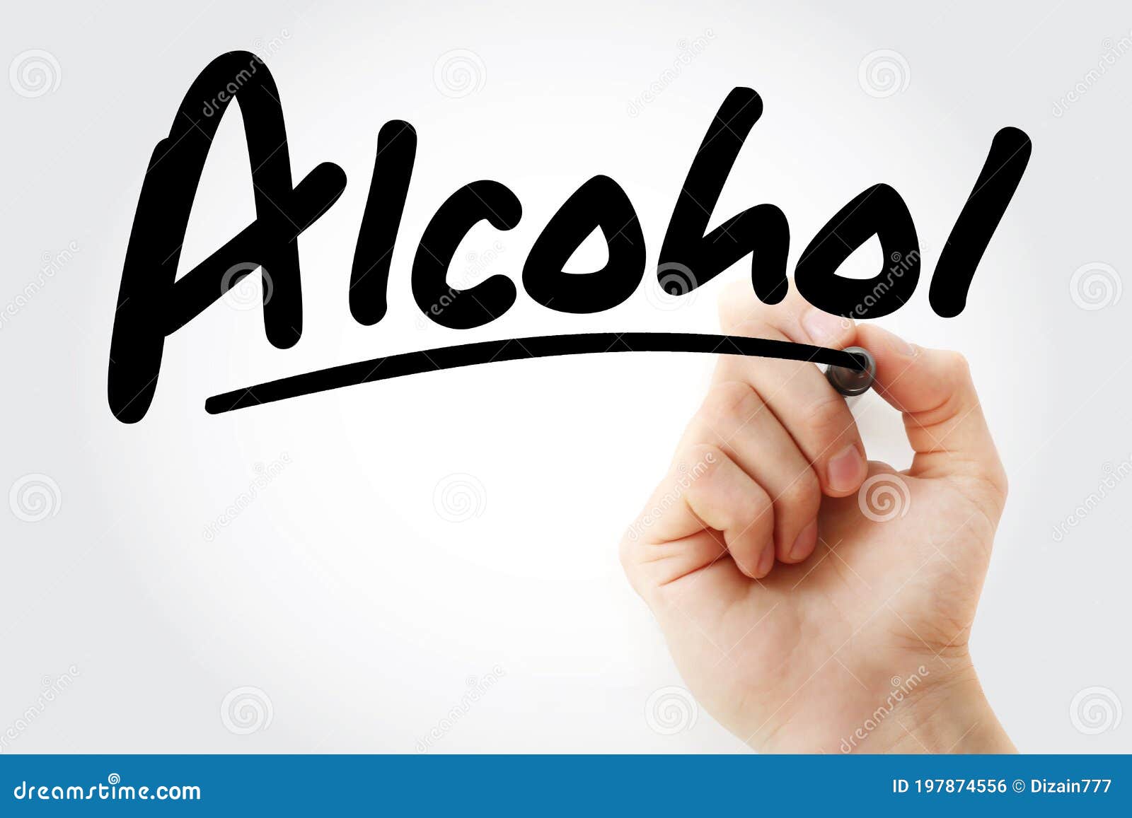 Hand Writing Alcohol with Marker Stock Photo - Image of concrete, beer ...