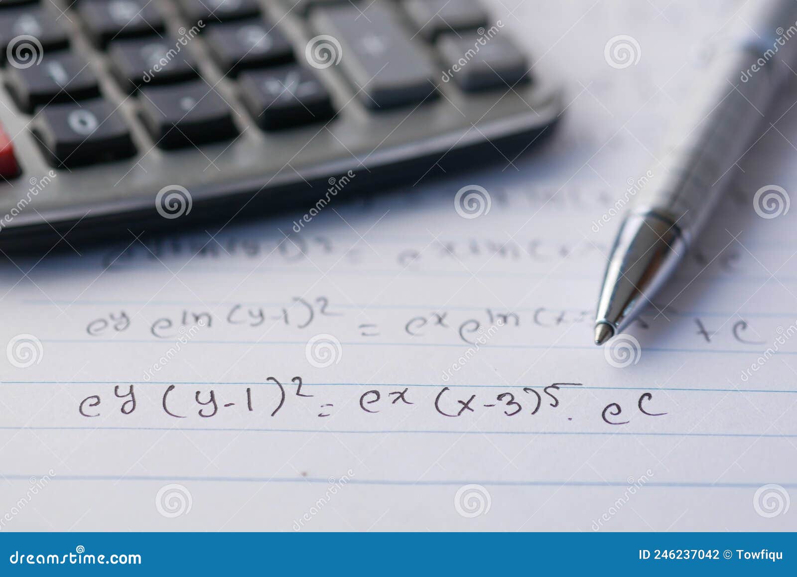 Hand Writing Algebra Equations on a Paper Stock Photo - Image of ...