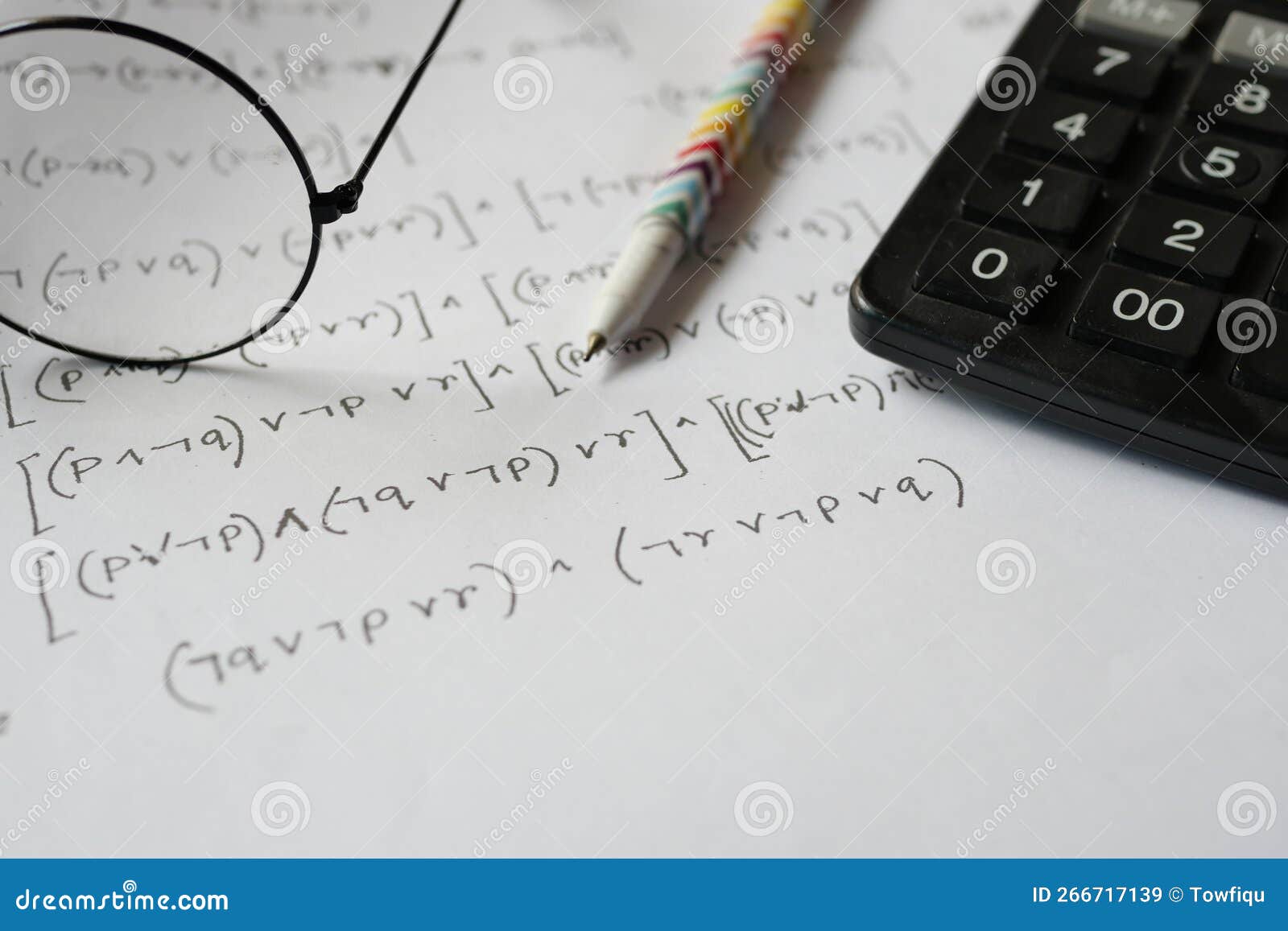 Hand Writing Algebra Equations on a Paper Stock Image - Image of ...
