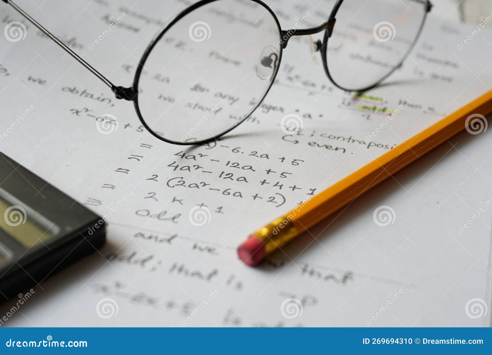 Hand Writing Algebra Equations on a Paper Stock Photo - Image of ...