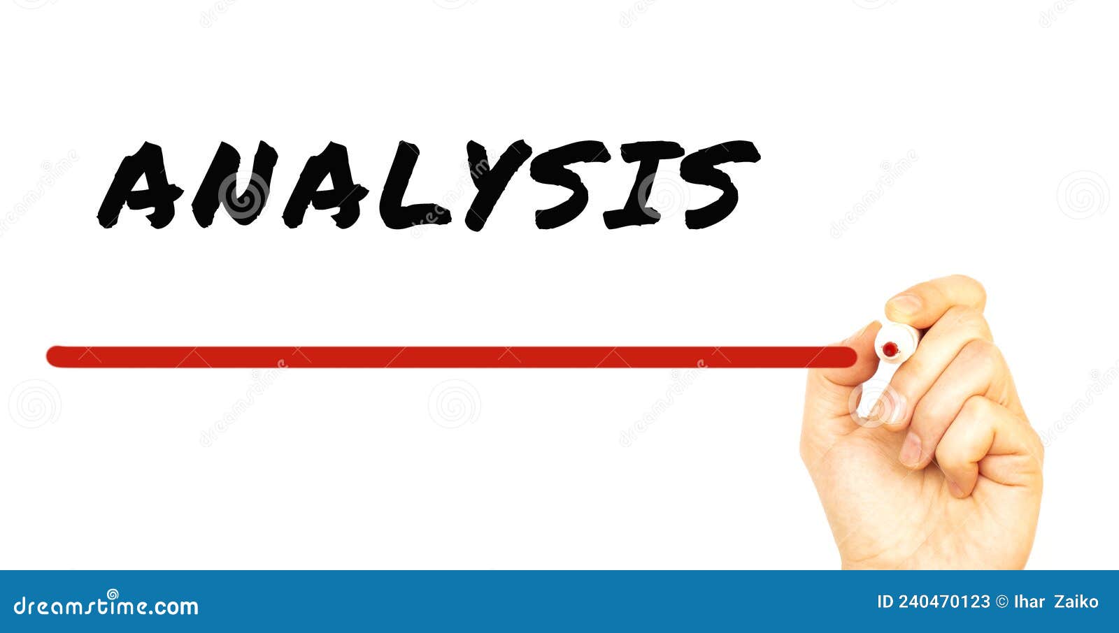 Hand Writing ANALYSIS with Red Marker. Isolated on White Background ...