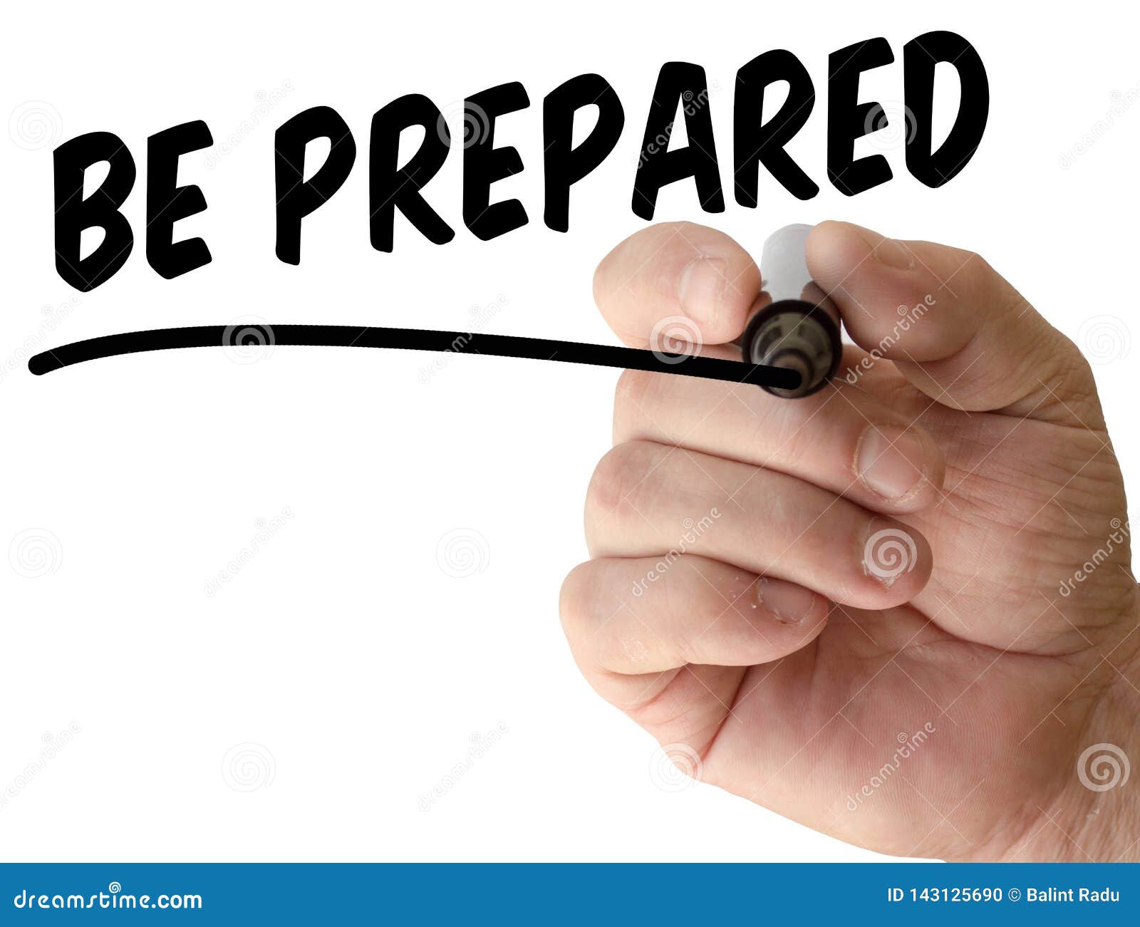 Hand Writing Be Prepared with Black Marker Stock Photo - Image of ...