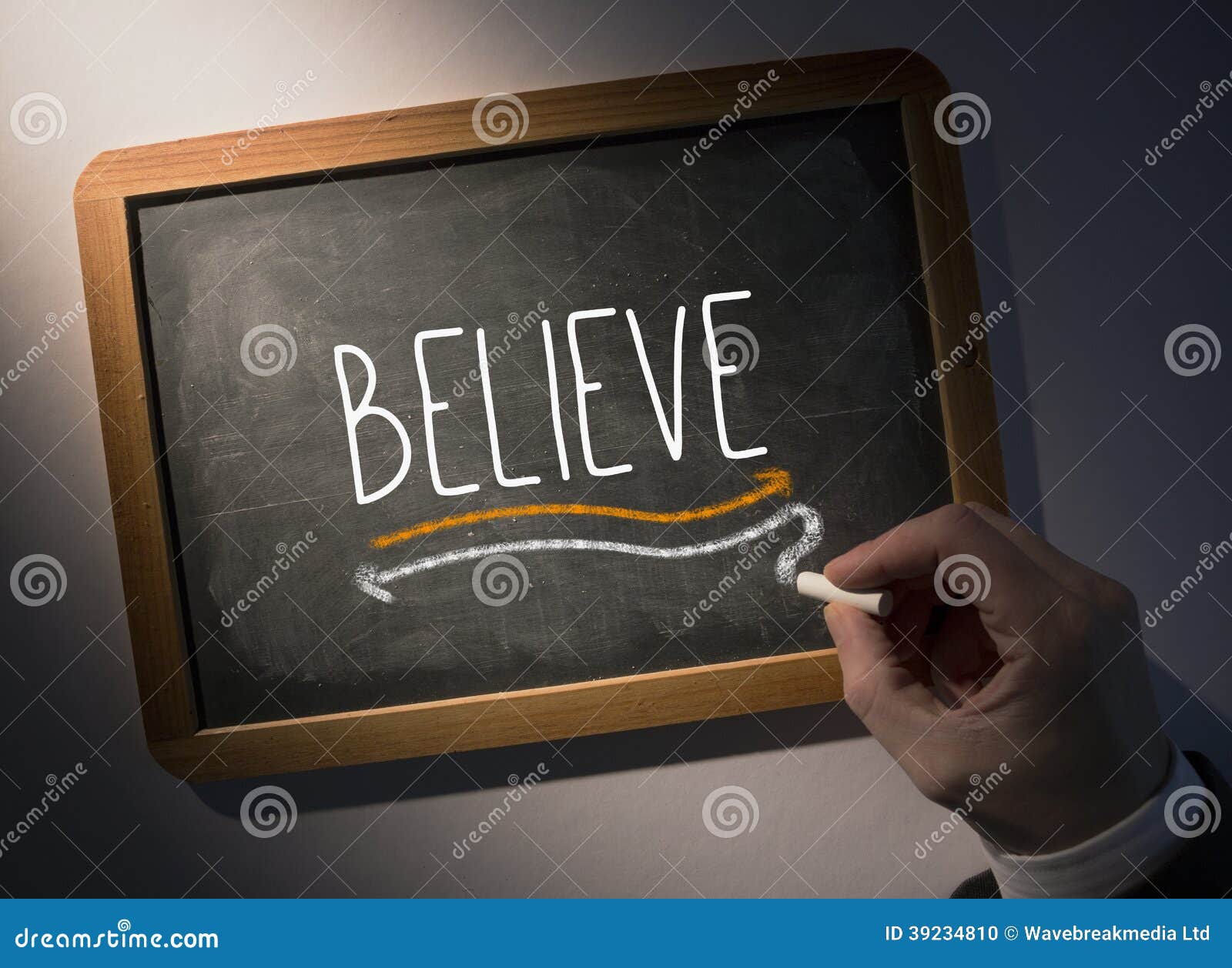 Hand Writing Believe on Chalkboard Stock Photo - Image of desk, believe ...