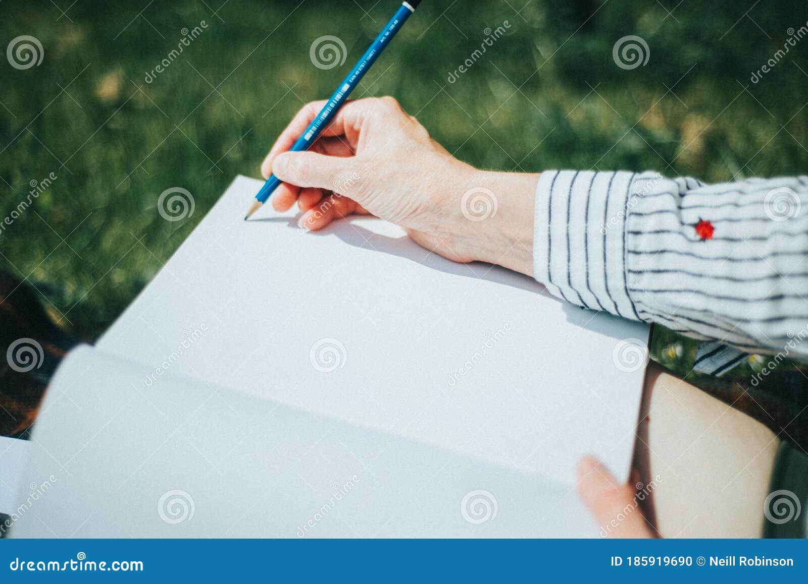 Hand Writing on Blank White Empty Page Stock Photo - Image of closeup ...