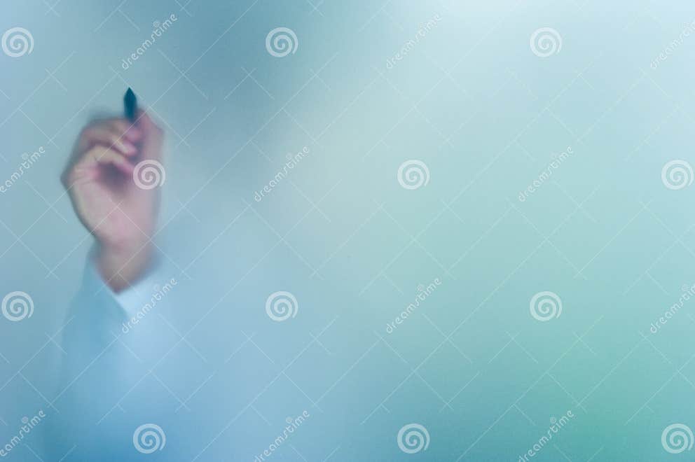 Hand Writing on Blurred Glass Wall, Abstract Background Stock Photo ...