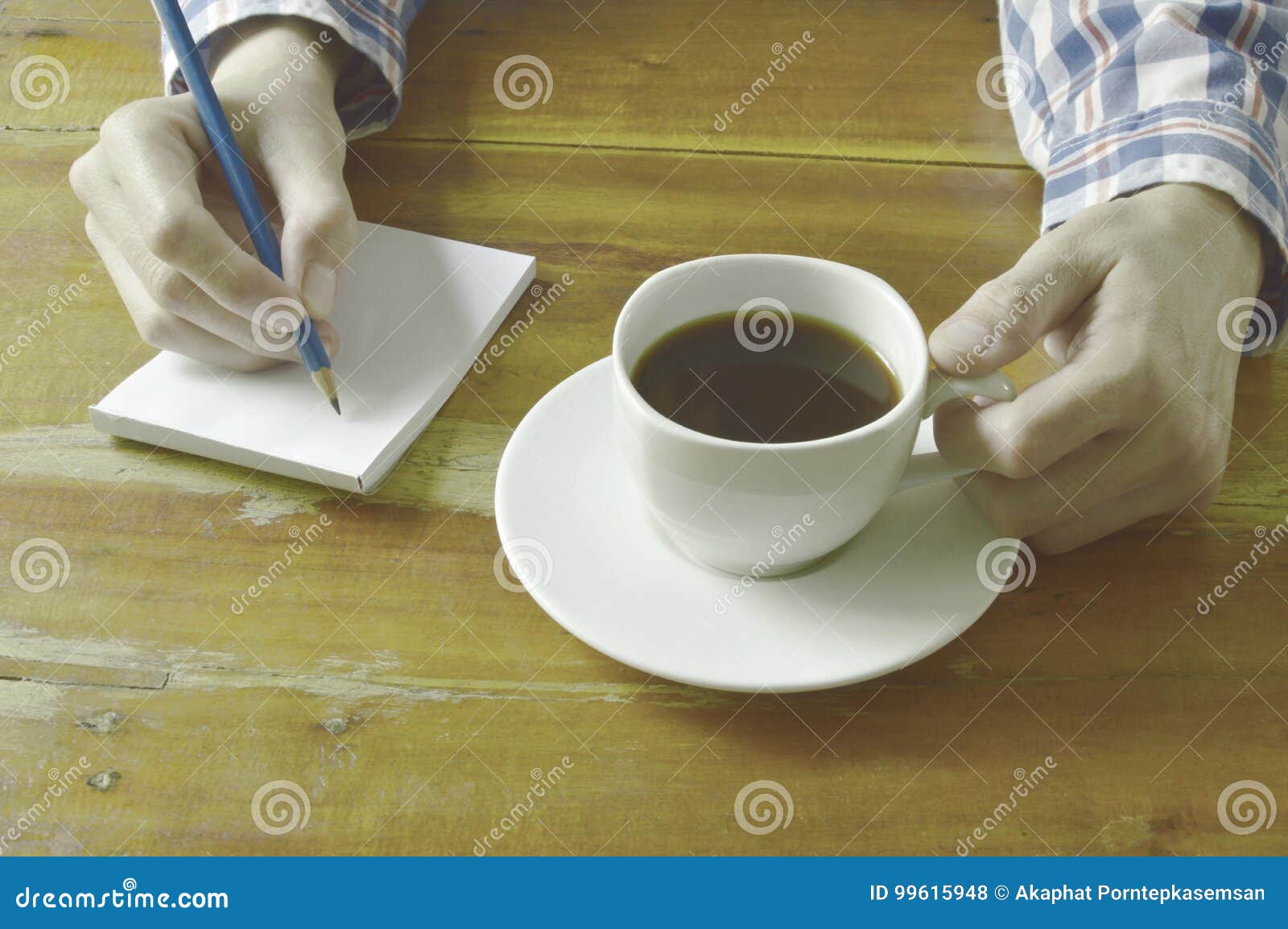 Hand Writing on Book while Drinking Black Coffee Stock Photo - Image of ...