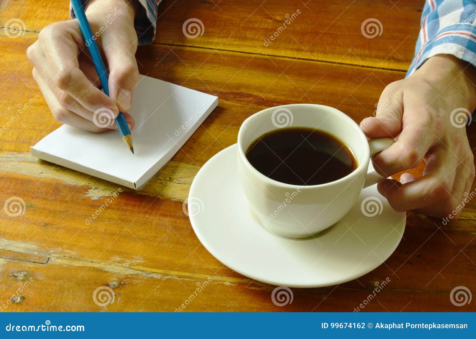 Hand Writing on Book while Drinking Black Coffee Stock Photo - Image of ...