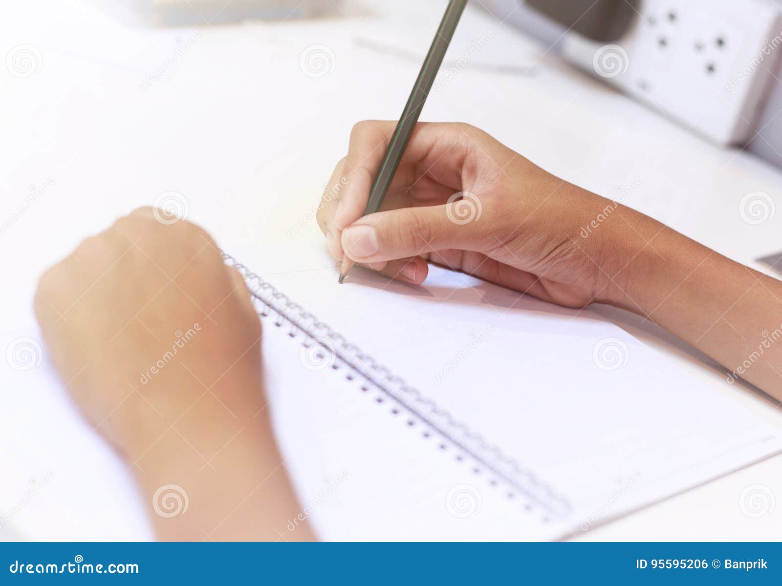 Hand writing on book stock photo. Image of office, studying - 95595206