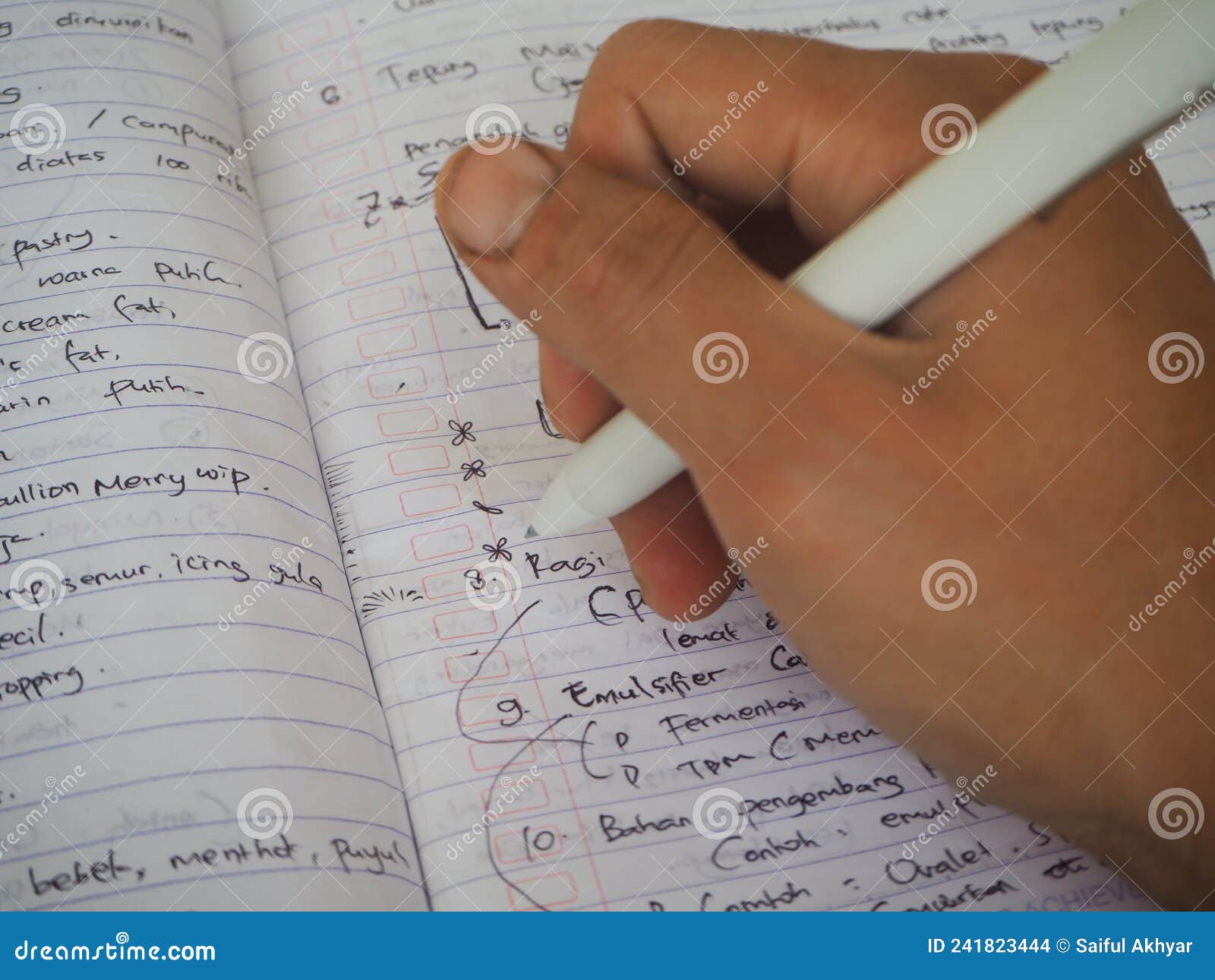 Hand writing on a book stock photo. Image of book, text - 241823444