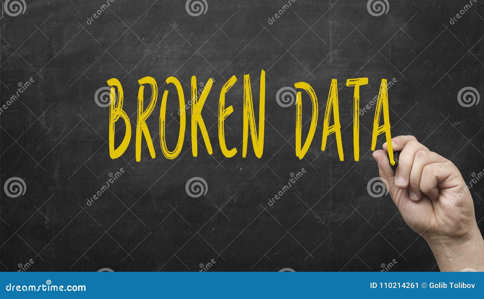 Hand Writing Broken Data with Marker Against Blackboard Stock Image ...