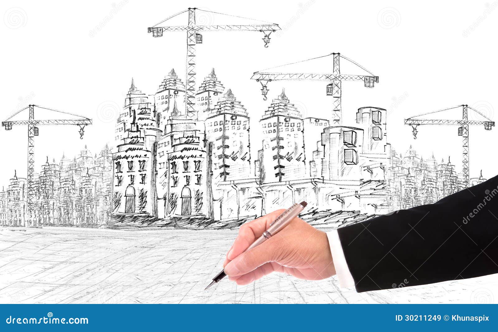 Hand Writing and Buiding Construction Stock Image - Image of ...