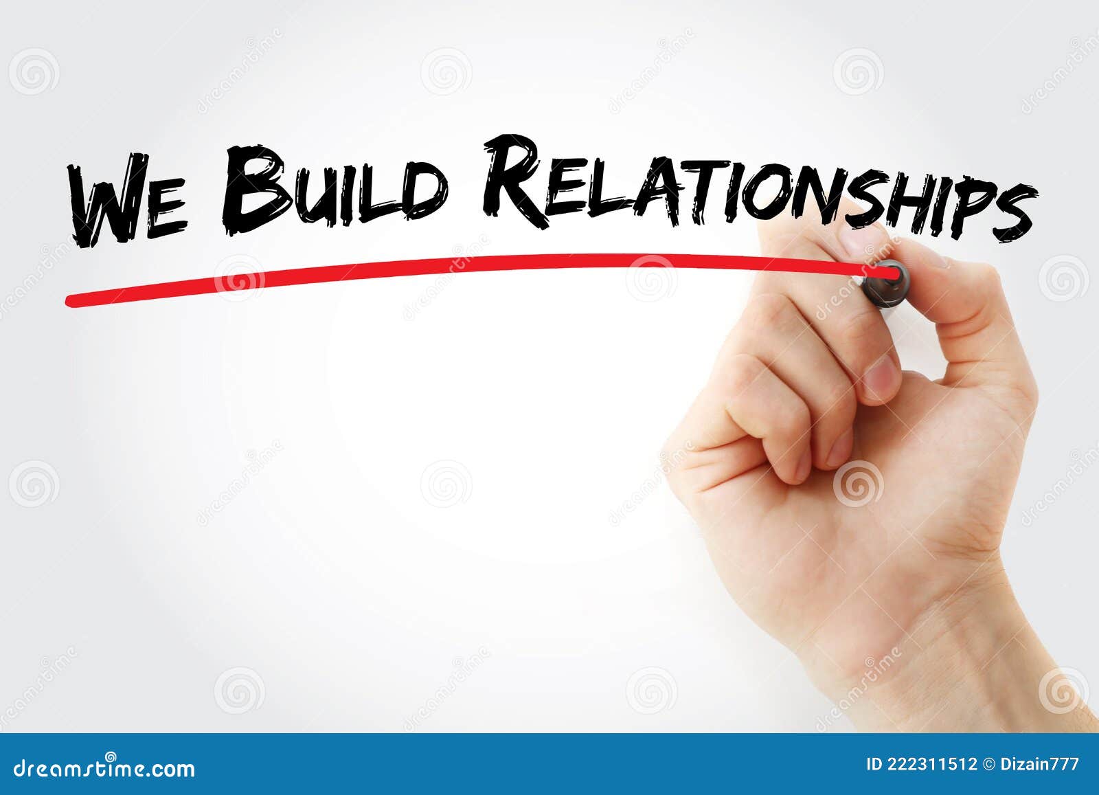 Hand Writing we Build Relationships with Marker, Concept Background ...