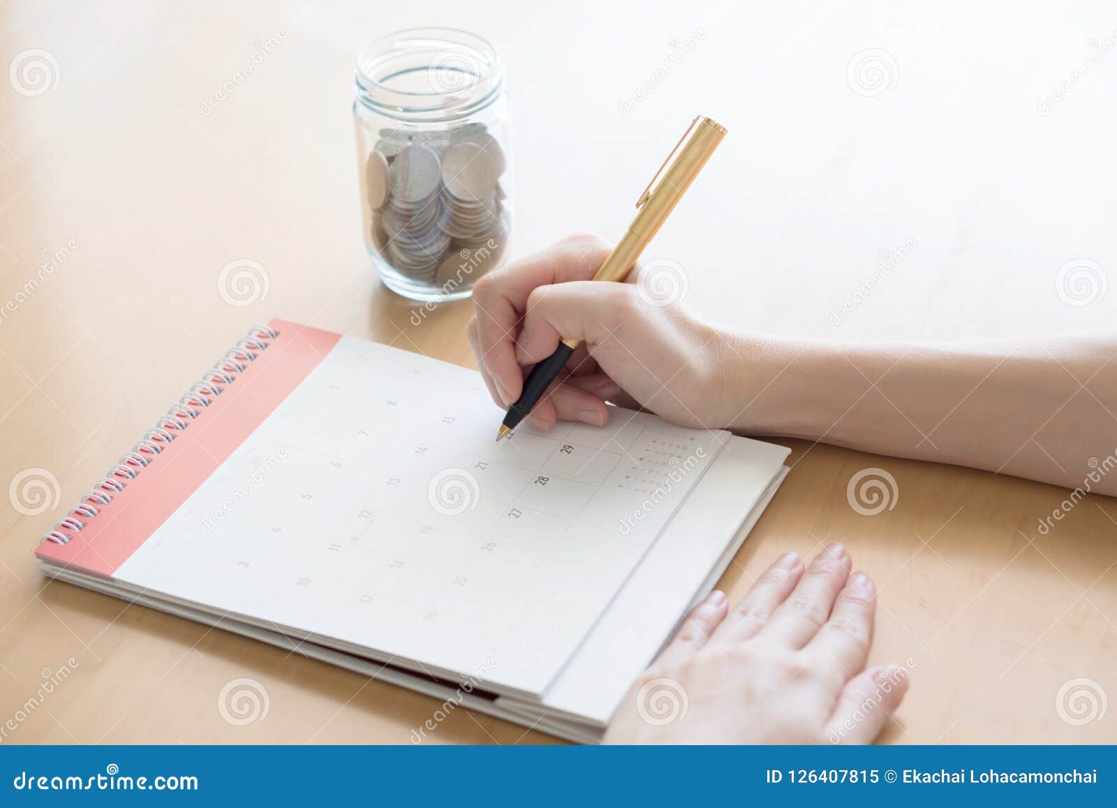 Hand Writing in Calendar Plan Stock Image - Image of insurance, date ...