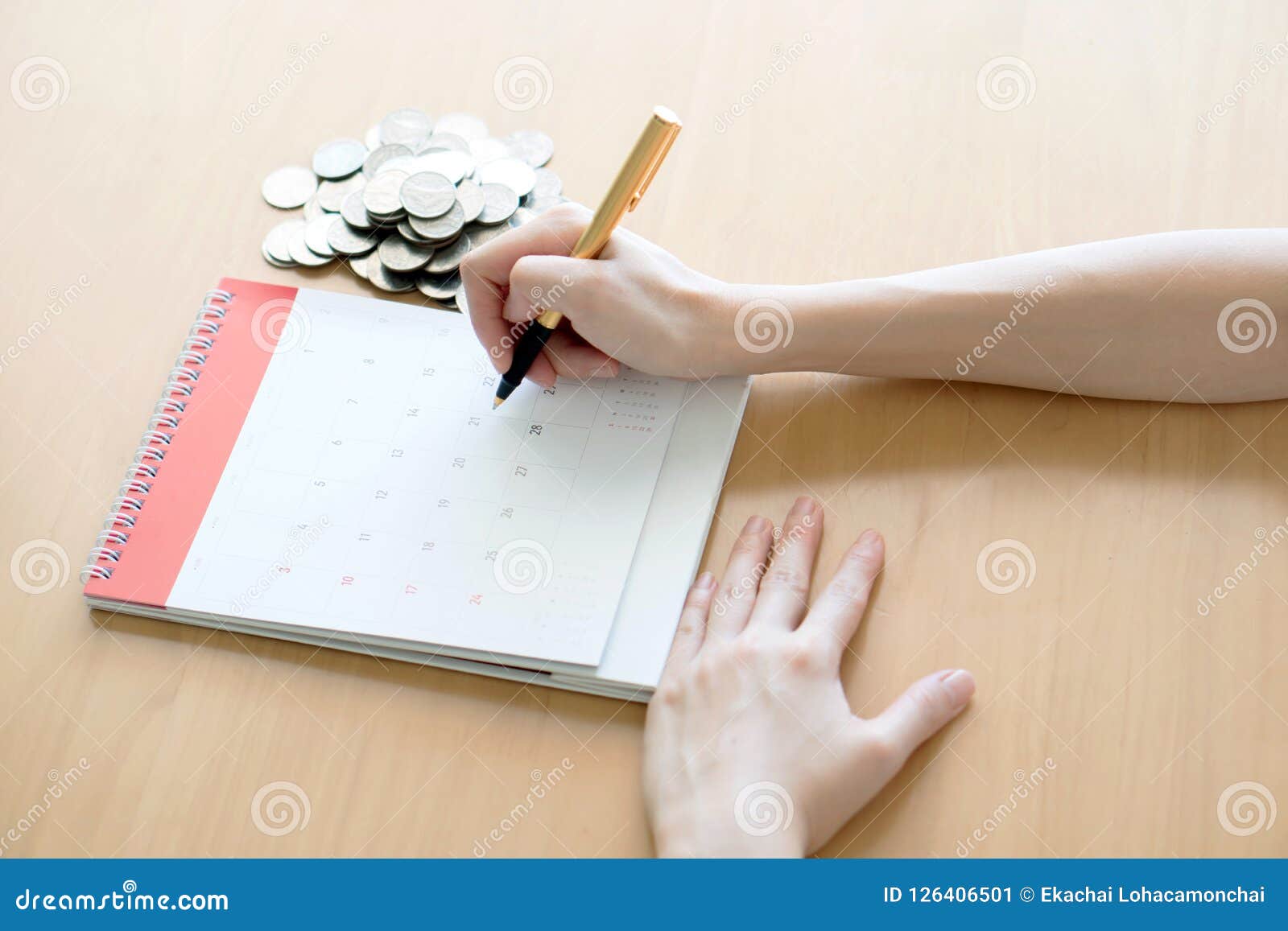 Hand Writing in Calendar Plan Stock Image - Image of accountancy, hand ...