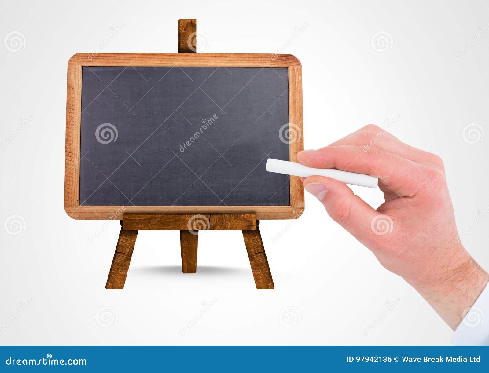 Hand Writing with Chalk on Empty Blackboard Stock Photo - Image of ...