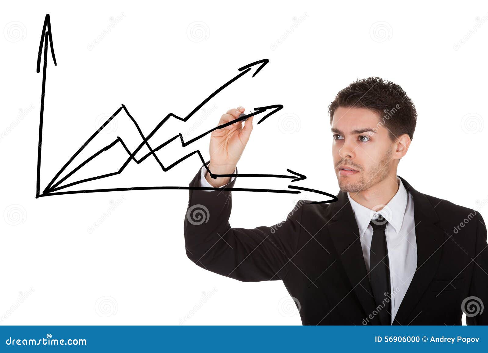Hand Writing Charts on Blackboard Stock Photo - Image of male, chart ...