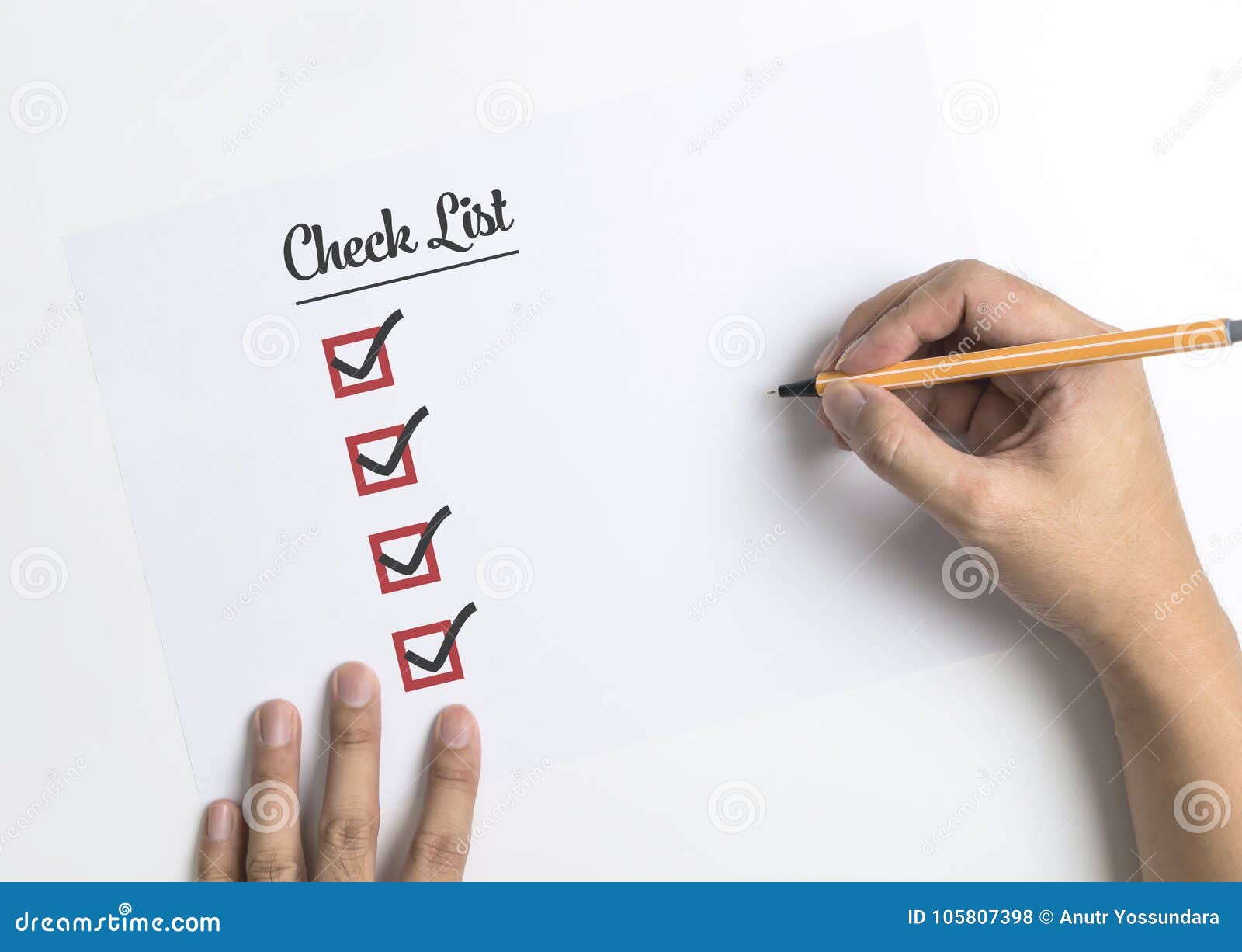 Hand is Writing and Checking the Checklist Stock Photo - Image of ...