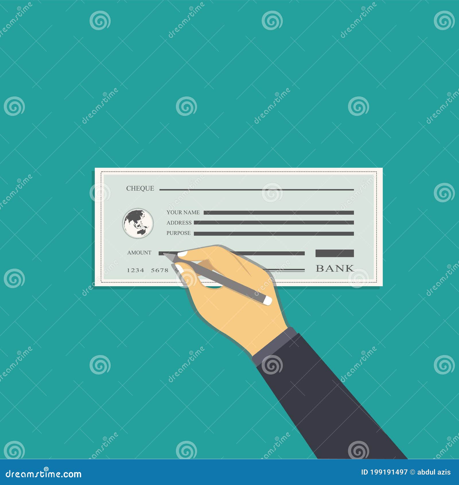 Hand Writing Checks for a Bank, Flat Design Vector Illustration Stock ...