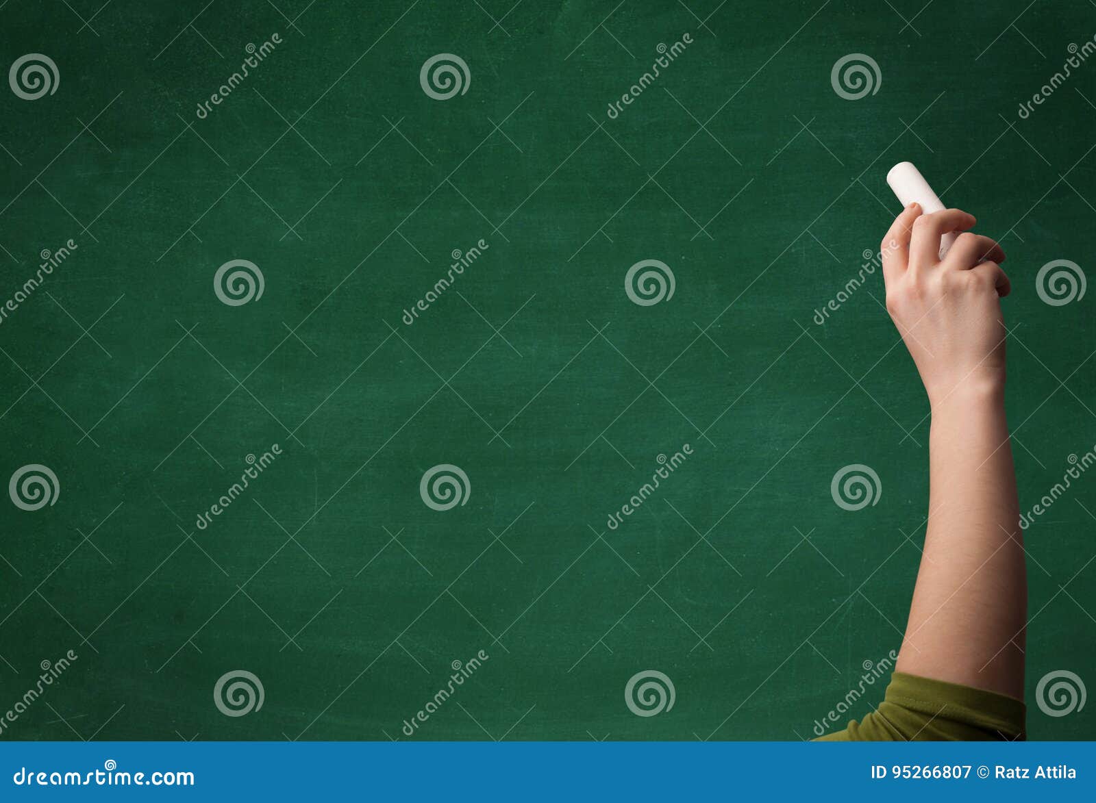 Hand Writing on Clean Blackboard Stock Image - Image of close, holding ...