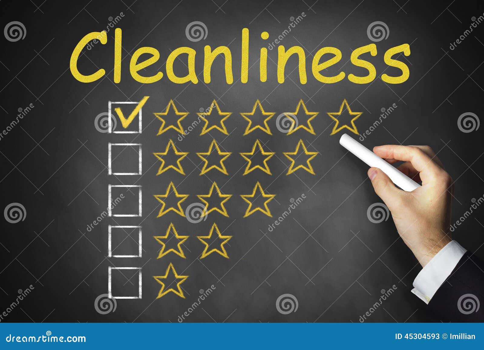 Hand Writing Cleanliness on Chalkboard Stock Image - Image of customer ...