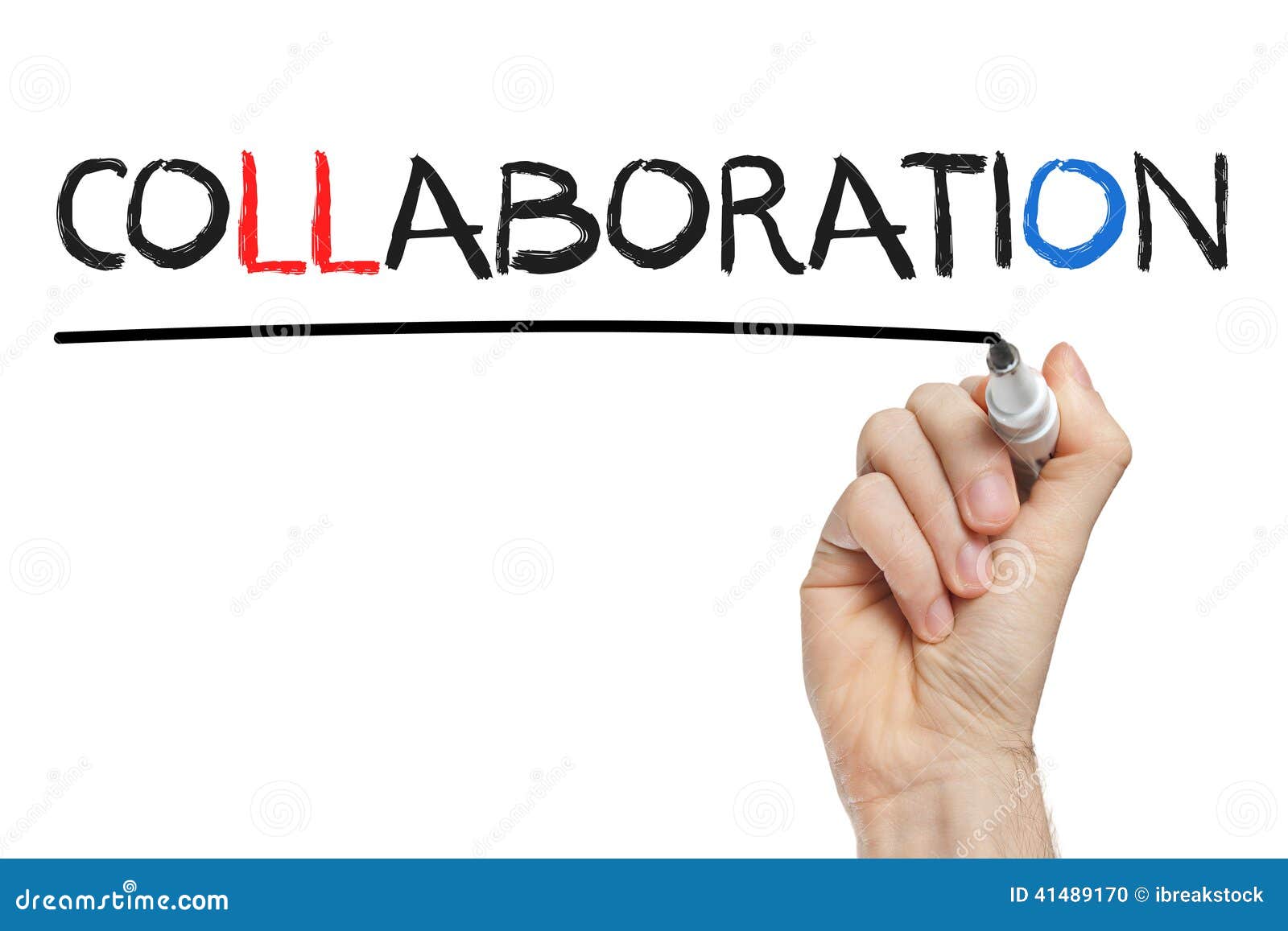 Hand writing collaboration stock photo. Image of group - 41489170