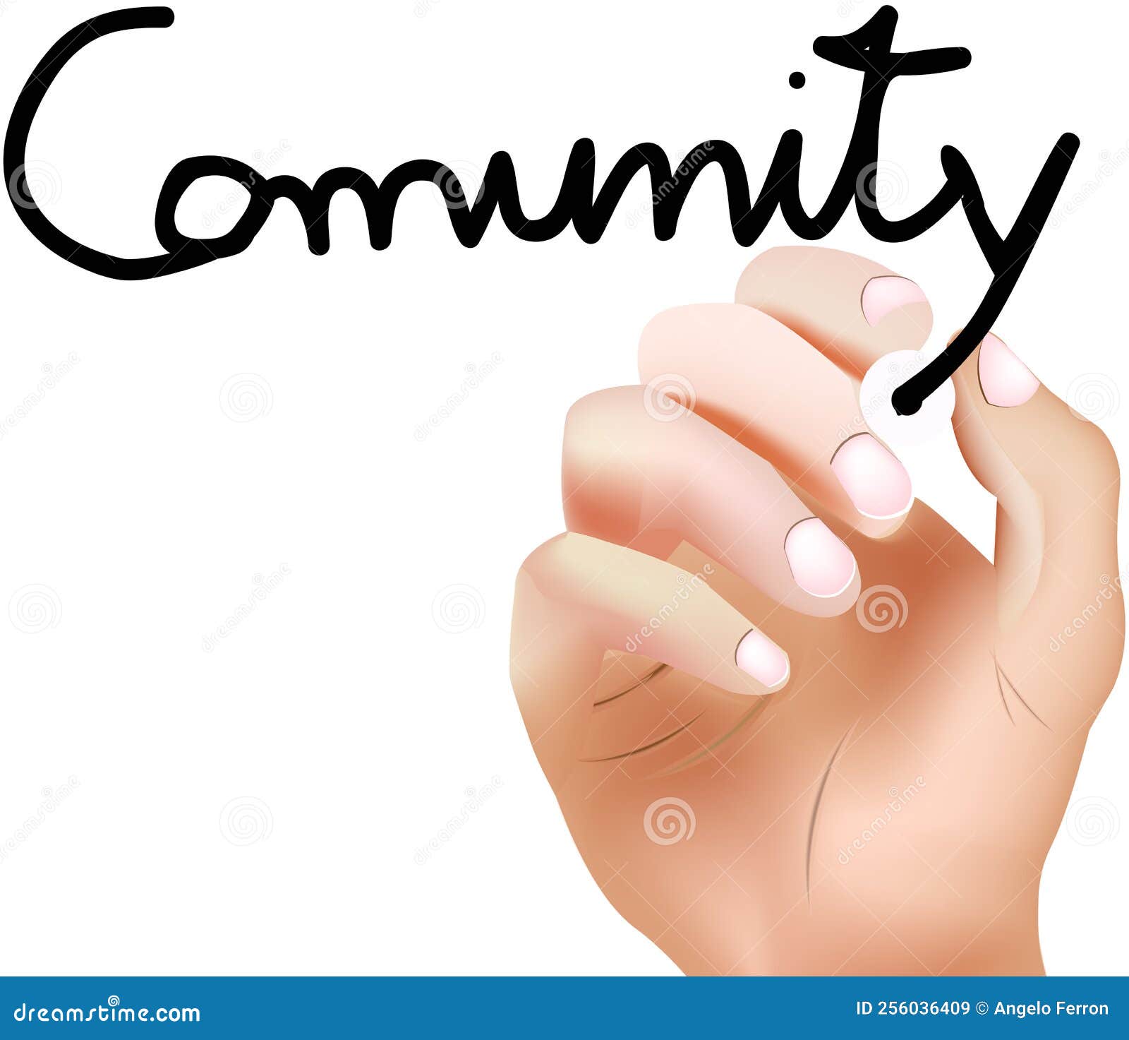 Hand Writing on Community Glass Stock Vector - Illustration of palm ...