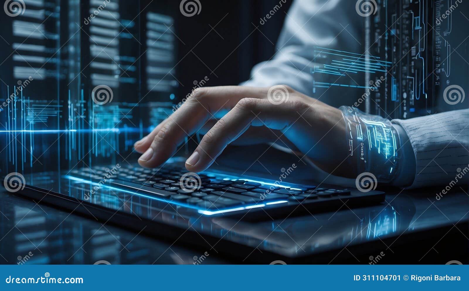 Hand Writing on a Computer Keyboard, Transparent Stock Illustration ...