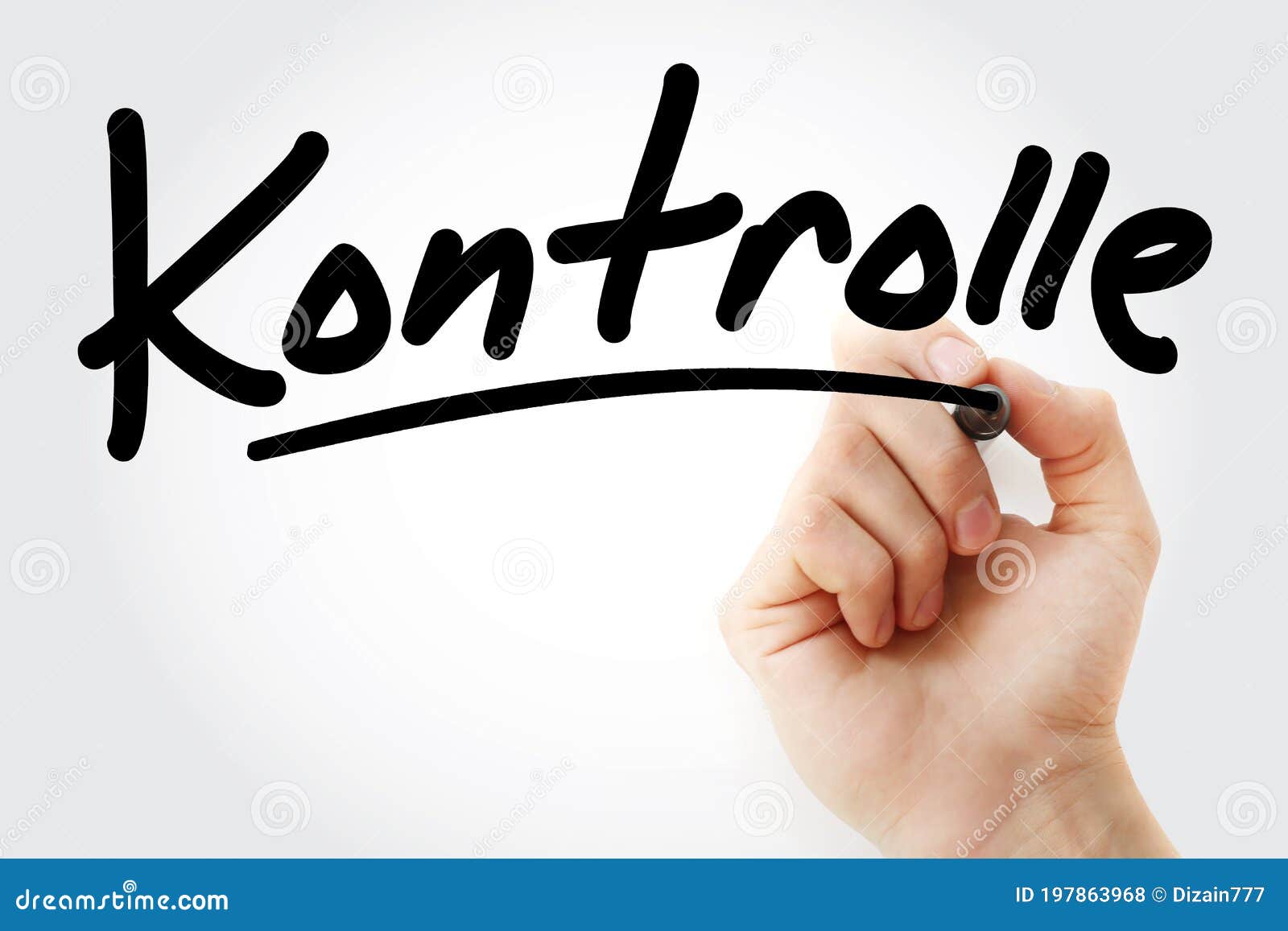 Hand Writing Control in German with Marker Stock Photo - Image of ...