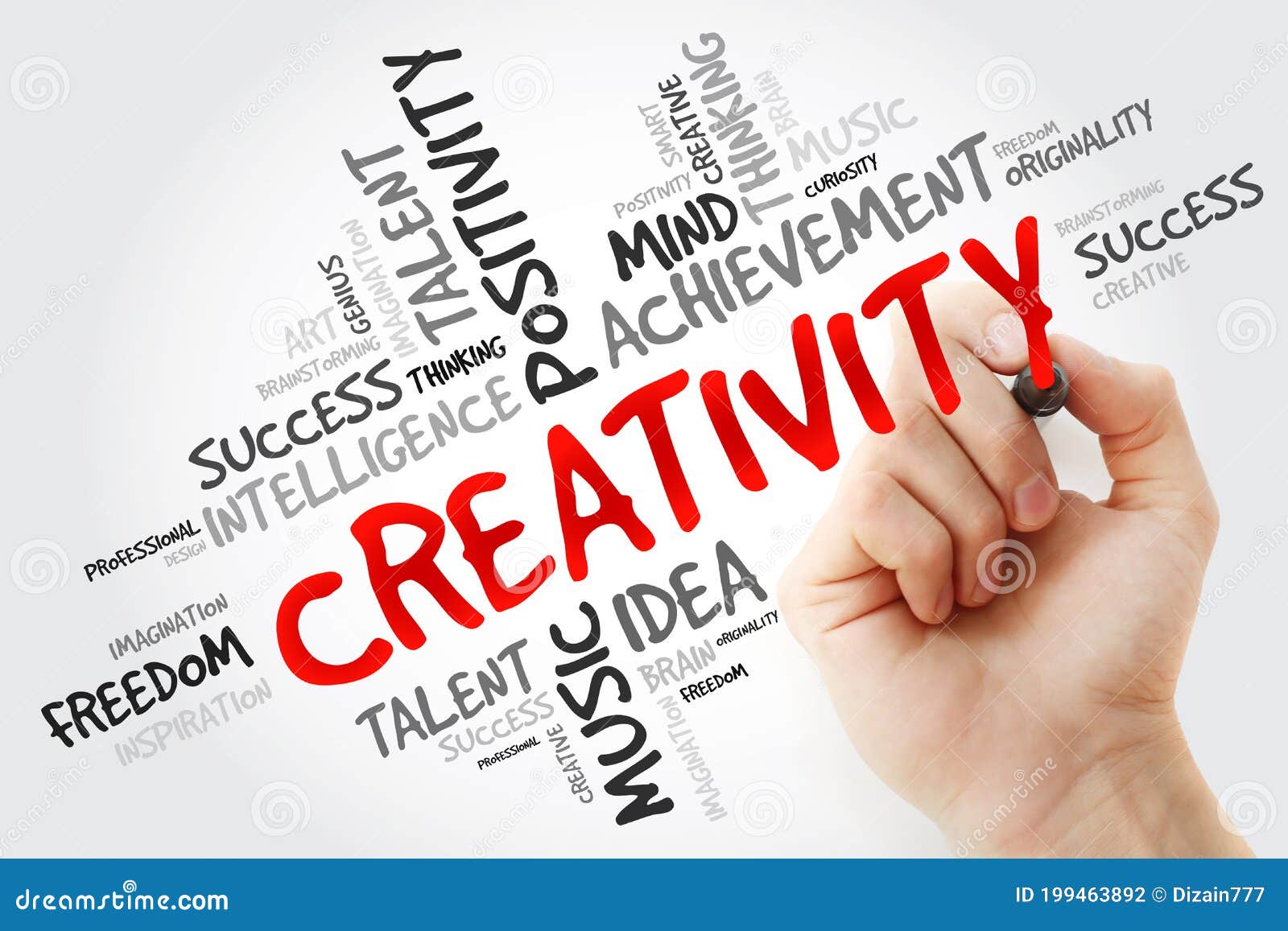 Hand Writing Creativity with Marker Stock Photo - Image of board ...