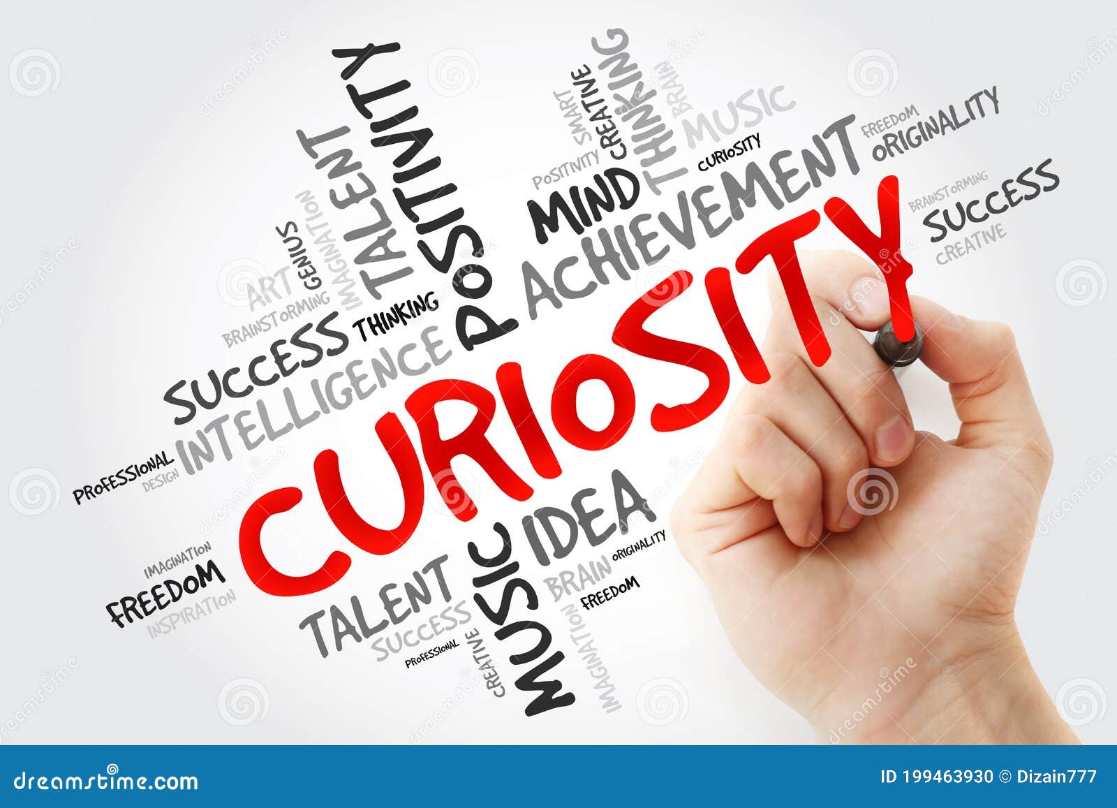 Hand Writing Curiosity with Marker Stock Photo - Image of empowerment ...