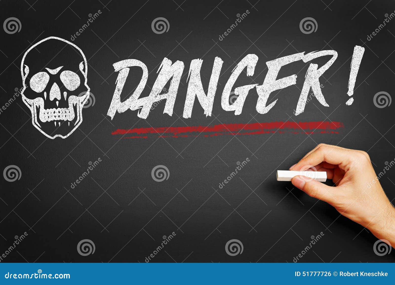 Hand Writing Danger! on Blackboard Stock Photo - Image of dangerous ...